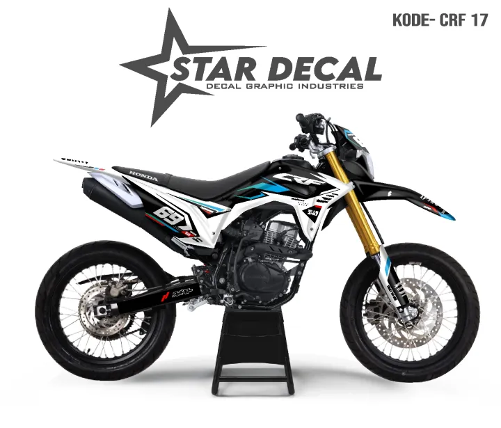 STAR DECAL | Decal CRF Full Body | Sticker CRF Full Body | Hitam Putih Biru Simple elegan ...