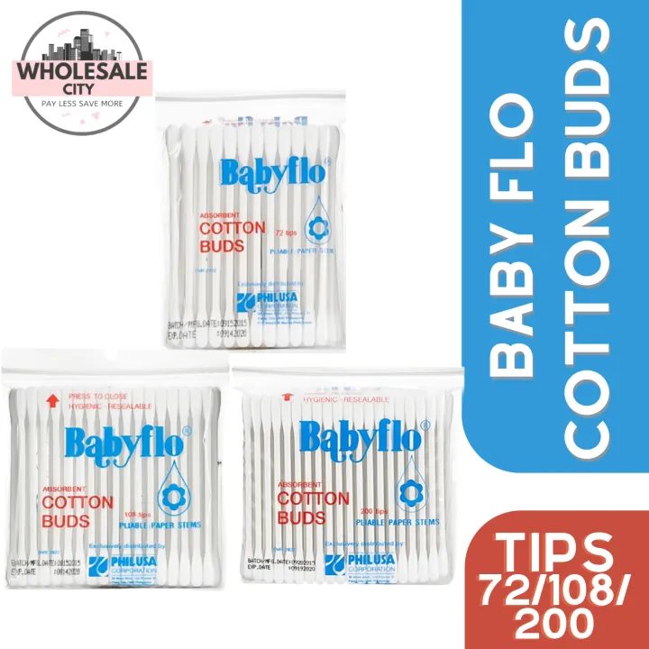 NEW ! BABYFLO ABSORBENT COTTON BUDS PAPER STEM 200 | 108 | 72 TIPS ...