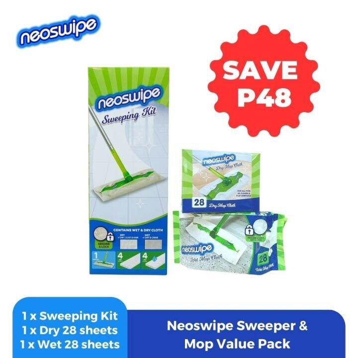Neoswipe Dry and Wet Multi Surface Floor Sweeping and Mopping Kit with 2 Packs of Refill | Lazada PH