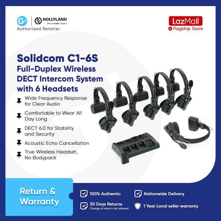 Hollyland Solidcom C1-6S Full-Duplex Wireless DECT Intercom System ...