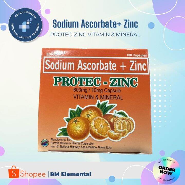 PROTEC - ZINC SODIUM ASCORBATE 600mg VITAMIN MINERALS Capsule 100s ...