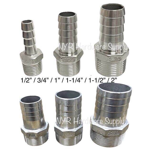 SUS304 Stainless Steel Hose Nipple 1/2" / 3/4" / 1" / 1 1/4" / 1 1/2" / 2" Stainless Steel KC ...