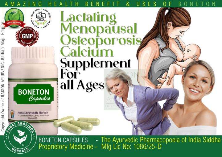 BONETON CAPSULES 30 Capsules -Lactating Menopausal Osteoporosis Calcium ...