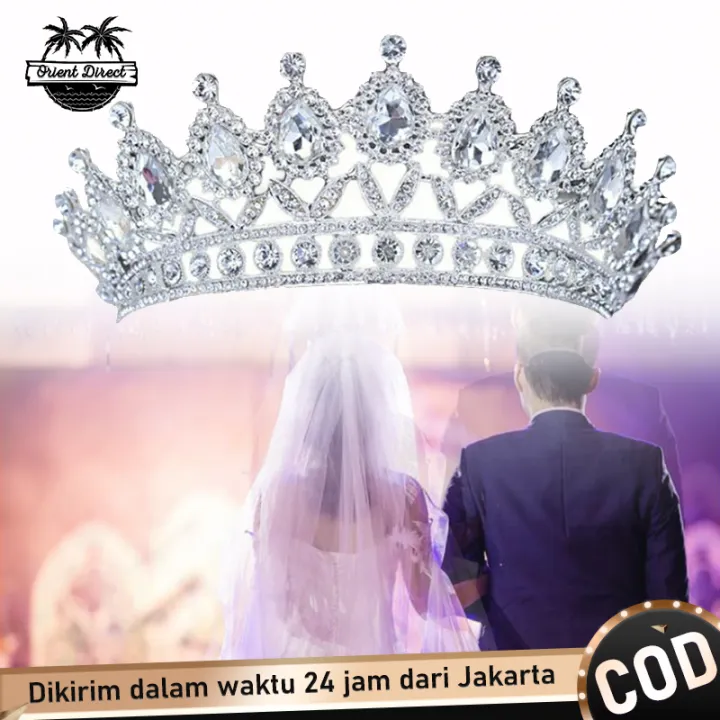 Crown Wedding Rhinestone Crystal Mahkota Pengantin Mewah Besar Bride ...