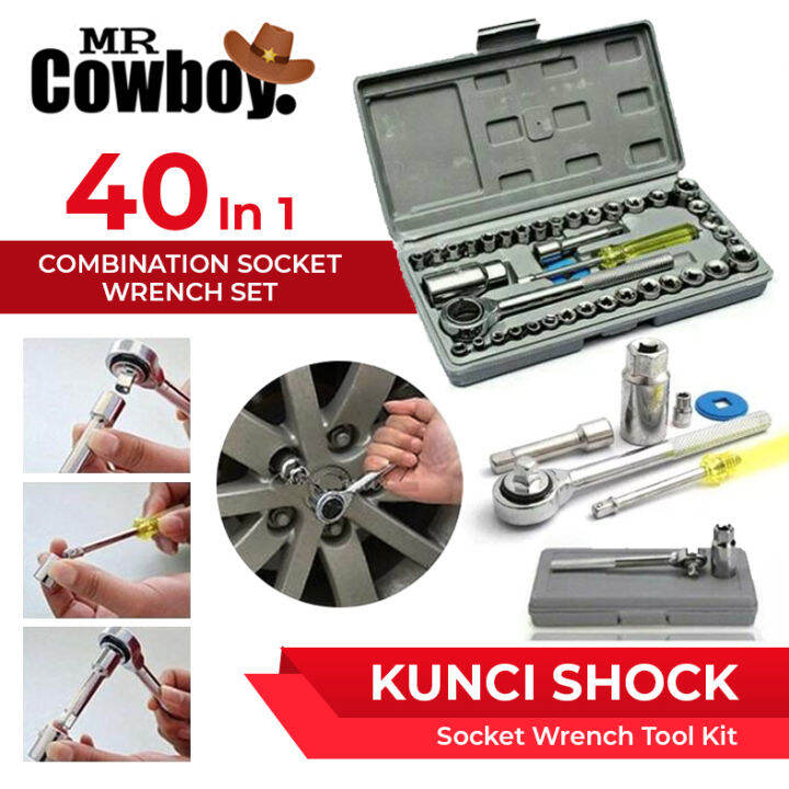MR.COWBOY - AIWA Kunci Socket Set Lengkap 40 in 1 Besar Tekiro - Kunci Set Lengkap 1 Box Bengkel ...