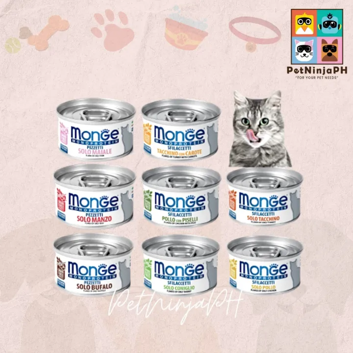 Monge Monoprotein Flakes Wet Cat Food Can 80g | Lazada PH
