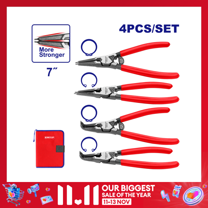 EMTOP 4Pcs Carbon Steel Heavy Duty 7 Inches Internal/External Circlip ...