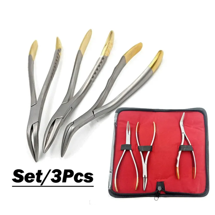 Set/3pcs Dental Root Pliers Common Upper Lower Jaw Extraction Forceps ...