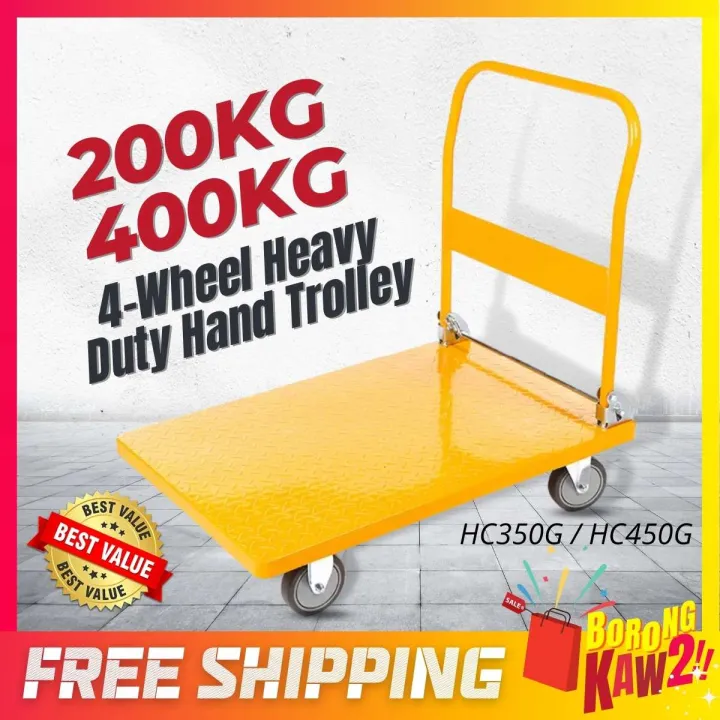Foldable 4 Wheel Heavy Duty Hand Trolley 200KG/400KG Portable Hand ...