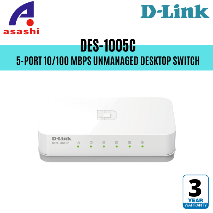 D-Link DES-1005A/DES-1005C 5-Port 10/100 Desktop Switch | Lazada