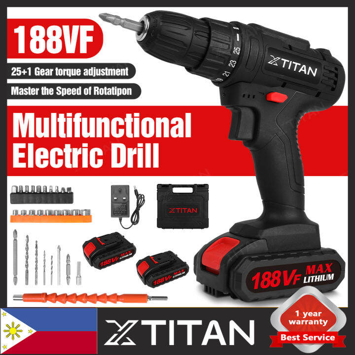 【COD】XTITAN 188VF cordless hand drill set original battery drill rechargeable power tools set ...
