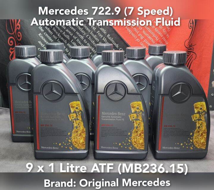 9 X 1 Litre Genuine Mercedes Automatic Transmission Fluid ATF 134 FE (MB 236.15) for Mercedes ...