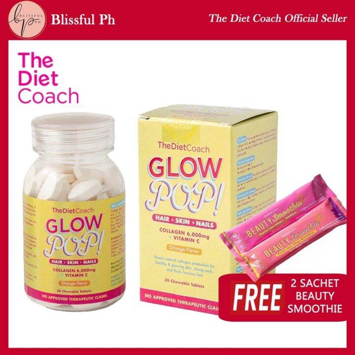 GLOW POP 6000mg Collagen Vitamin C in 30 Chewable Tablets by The Diet ...