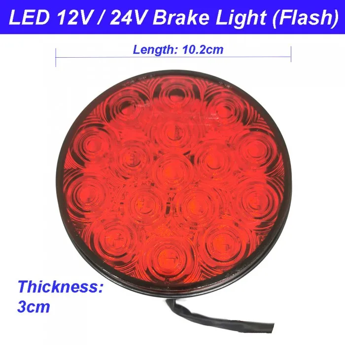 universal 12v / 24v circle round trunk lorry car flash brake light lamp ...