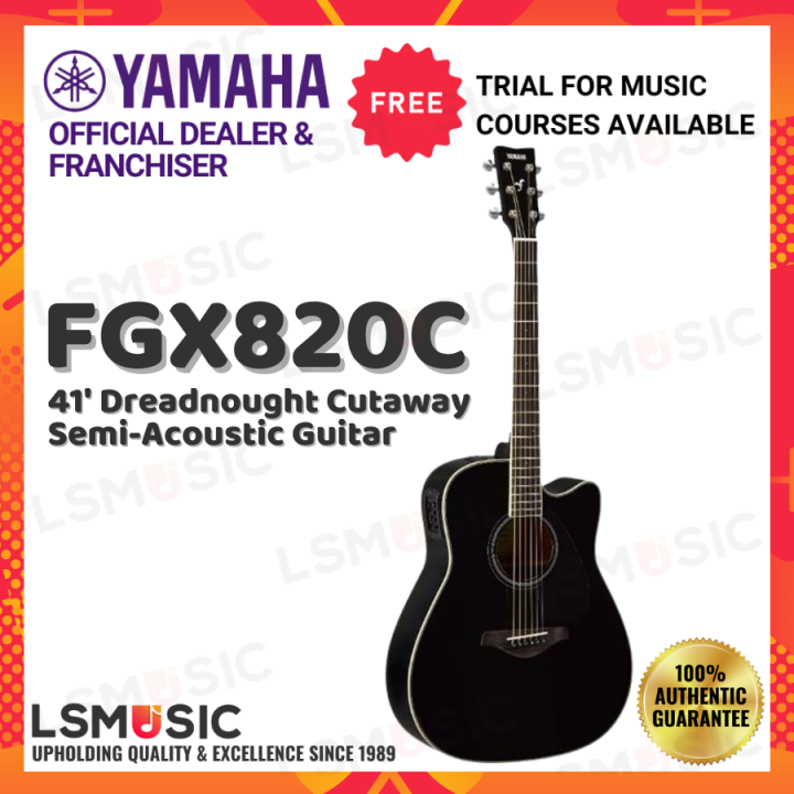Yamaha FGX820C II Acoustic Electric Guitar 41' Dreadnought Cutaway Semi ...