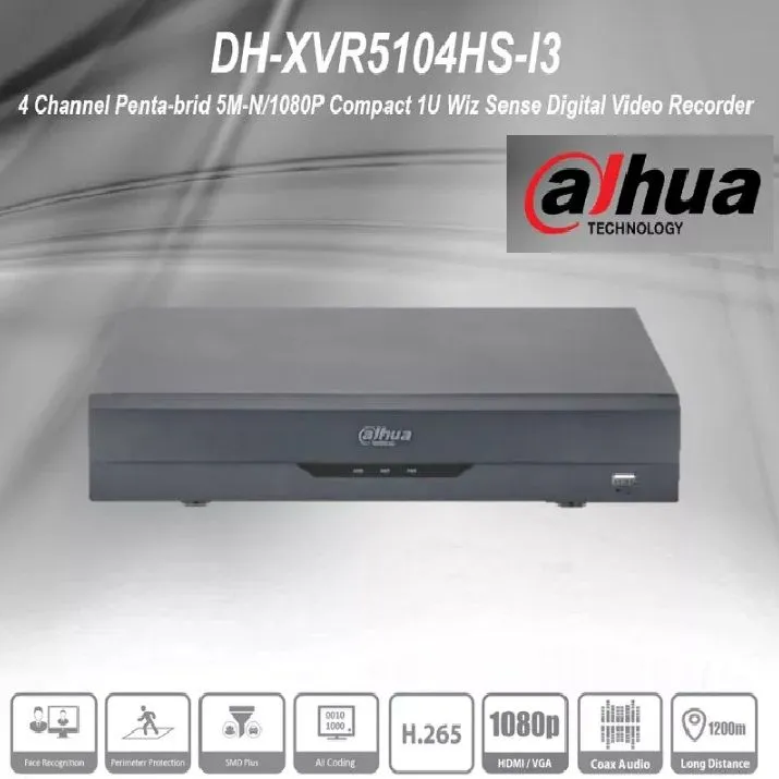 Dahua Brand DVR 5MP XVR5104HS-I3 4 Channels Penta-brid 5M-N/1080P ...