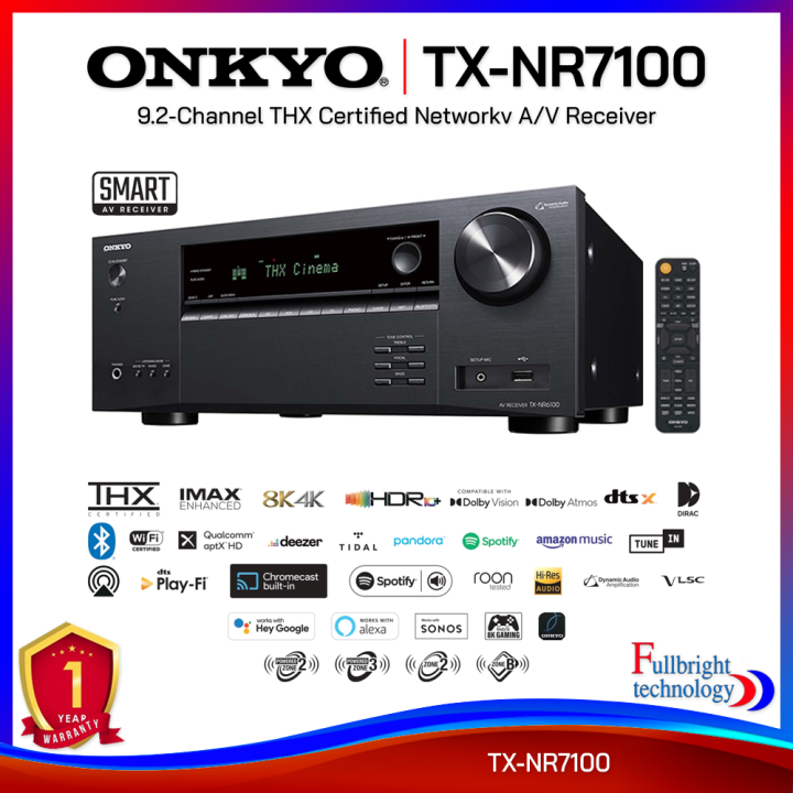 Onkyo TX-NR7100 9.2-Channel THX Certified AV Receiver 220 W/Ch รองรับ 4K, 8K, Dolby Atmos รับ ...