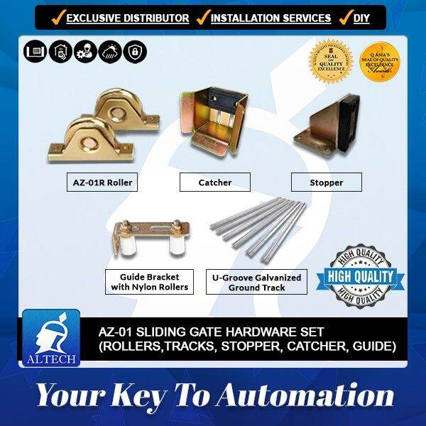 Sliding Gate Hardware Set (Rollers, Tracks, Stopper, Catcher, Guide) AZ ...