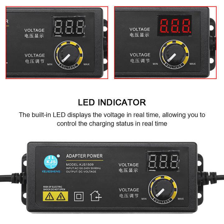 AC DC 3V 5V 6V 9V 12V 15V 16V 17V 18V 19V 20V 21V 22V 23V 24V 2.5A 2A 60W power supply Charger ...