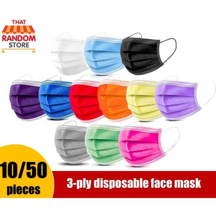 10 & 50 pcs 3-ply Disposable Face Mask | Lazada