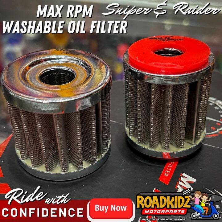 MAX RPM OIL FILTER FOR RAIDER CARB & FI/ SMASH/GIXXER/SNIPER (WASHABLE ...