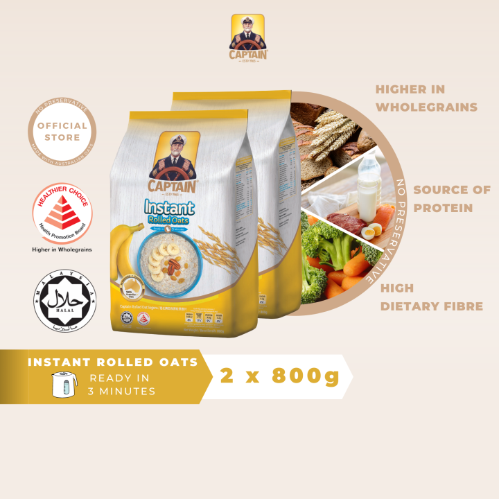 [Captain Oats] [ 2 Packs ] Instant Rolled Oats 800g | Lazada Singapore