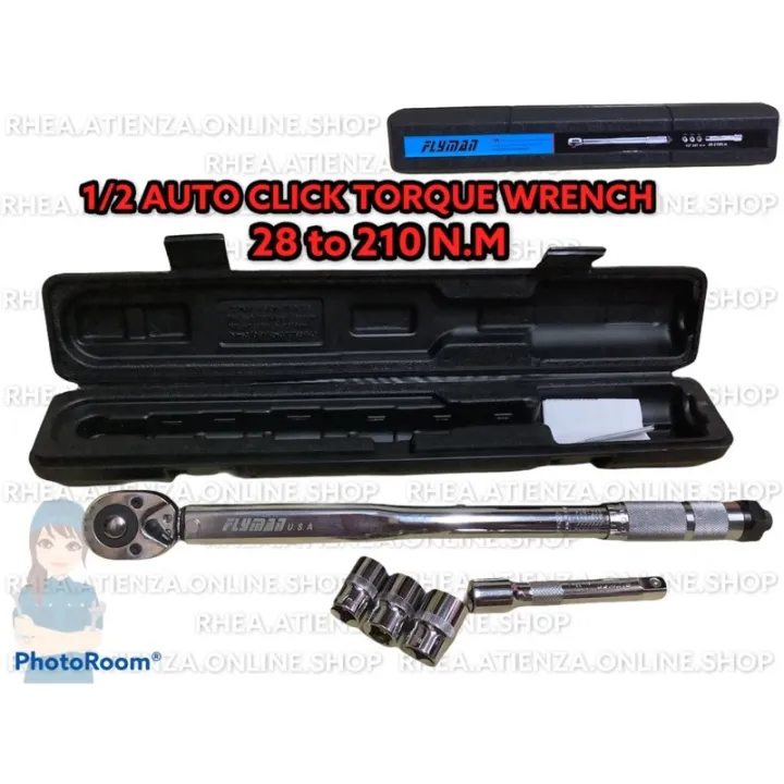 Flyman AutoClick Torque Wrench 1/2 Drive With Free 3Pcs Sockets And 5 ...