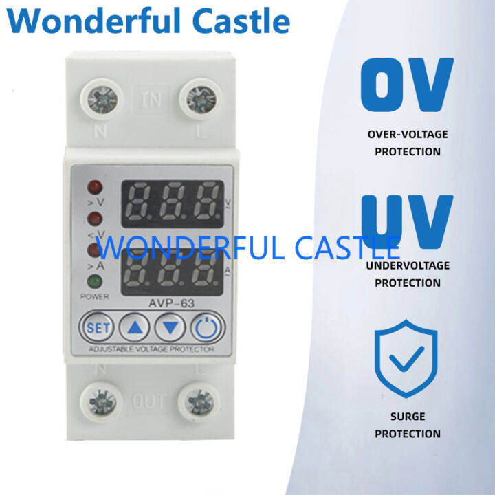 Digital Voltage Protector 40A 60A din rail Adjustable Protection Over ...
