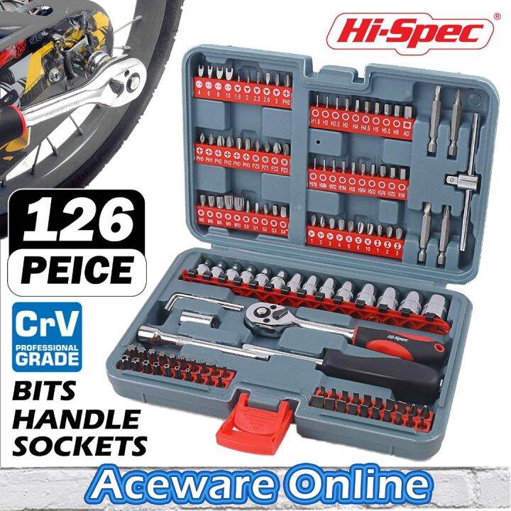 Hi-Spec 126pc Ratchet Socket Wrench Screwdriver Bit Set Socket Set Tool ...