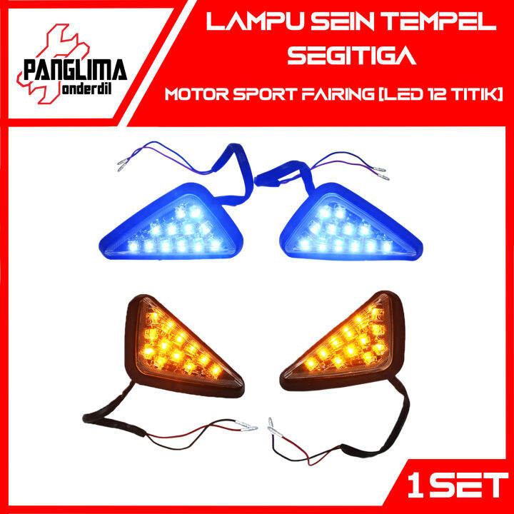 Lampu Sein Segitiga 12 Titik LED Biru-Kuning Motor Sport Fairing Ninja ...