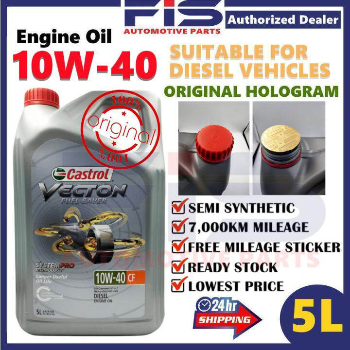 FIS Castrol Diesel Engine Oil Vecton RX Fuel Saver 10W40 CF 5Liter ...