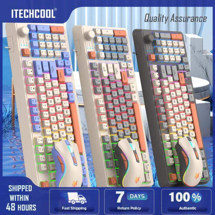K82 Luminous Keyboard 94 Keys with Mouse Wired Keypad RGB Light Hot ...
