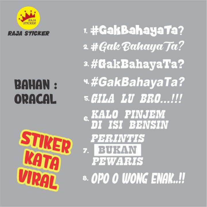 STICKER STIKER CUTTING KATA KATA VIRAL | Lazada Indonesia