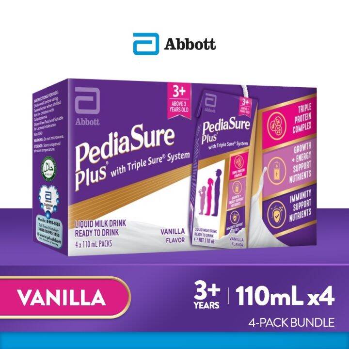 Pediasure Plus Ready to Drink Vanilla (3+) 4pcs X 110mL | Lazada PH