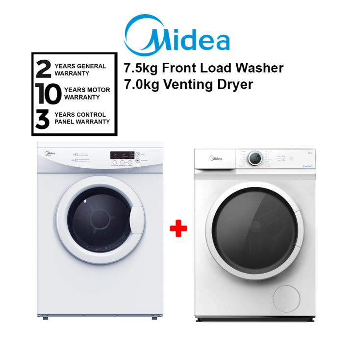 {COMBO} Midea 7.5KG Front Load Washing Machine MF100W75 Washer + 7.0kg ...