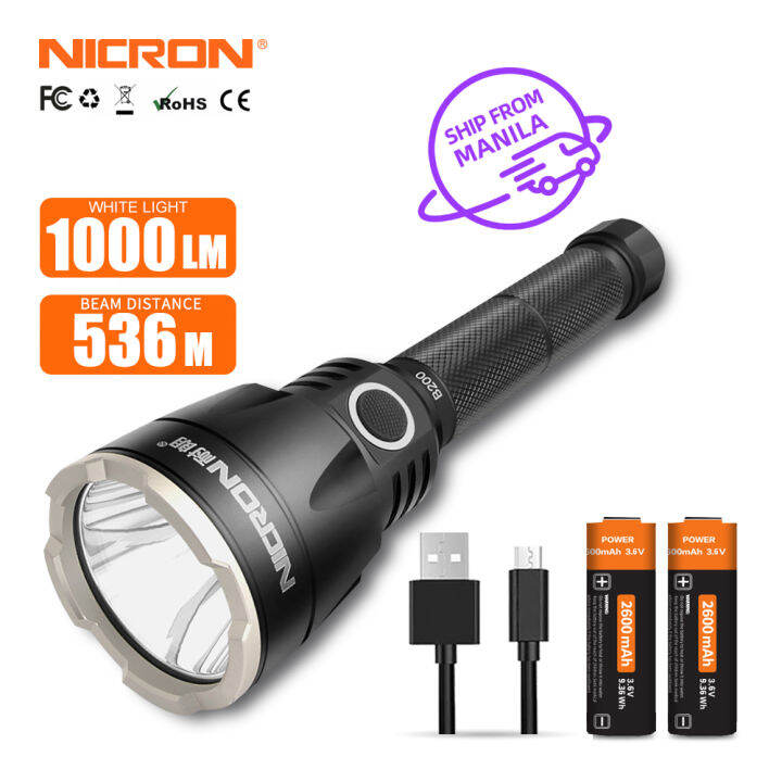 NICRON LED Flashlight B200 high Brightness 1000 lumens Tactical ...
