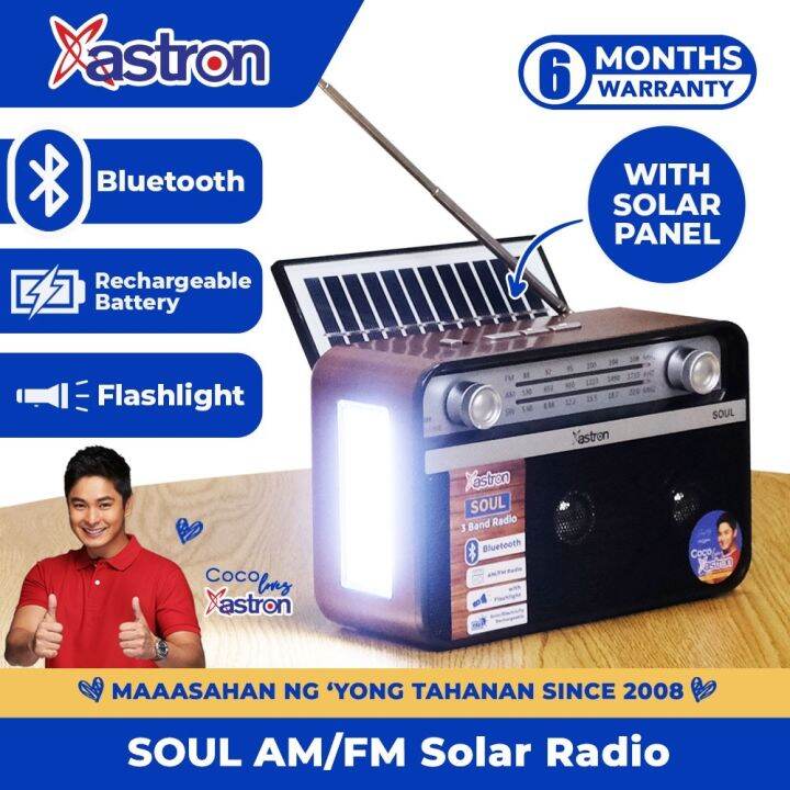 Astron Soul AM/FM Solar Radio with Bluetooth and Flashlight classic ...
