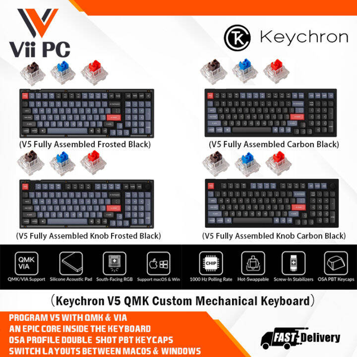 Keychron V5 QMK RGB Hotswappable Non-Knob/Knob Custom Mechanical ...