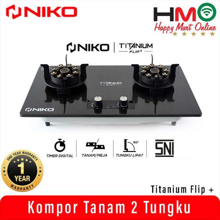 Niko Kompor Tanam 2 Tungku Lipat + Timer Niko Titanium Flip Plus Body ...