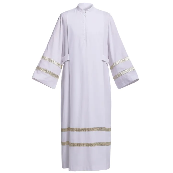 Christian Catholic Priest Embrodiery Linen Alb Clergy White Robe Pastor ...