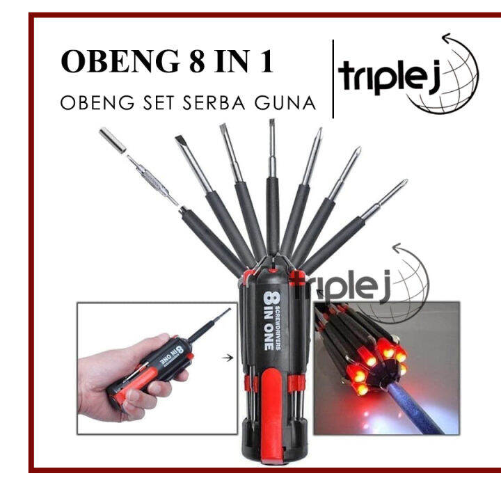 Obeng 8in1 dengan Senter / Obeng Set plus led / Obeng full set 8 MURAH ...