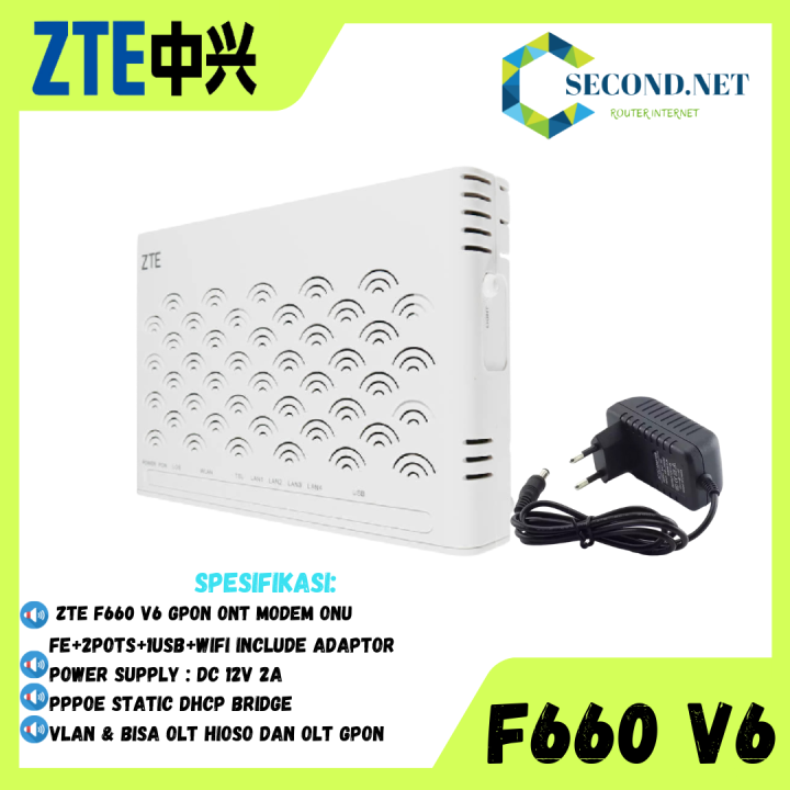 ZTE F660 V6 GPON ONT MODEM ONU 1G 3FE+2POTS+1USB+WIFI | Lazada Indonesia