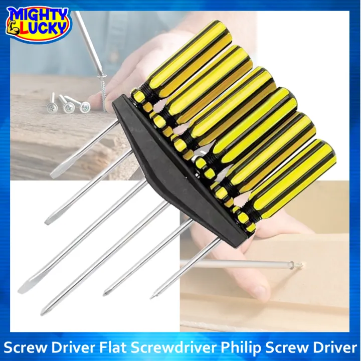 Screwdriver Set Steel Flat Screw driver Philip Screw Tools 6pcs | Lazada PH