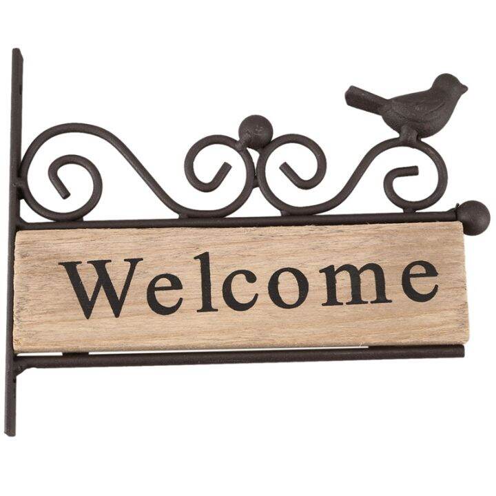 Retro Vintage Plaque Wood Bird Welcome Door Sign for Bar Cafe Shop ...