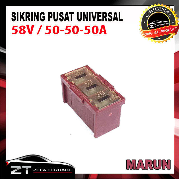 Central Fuse Sikring Pusat Kotak Sekring Pusat Mobil 58V 50A-50A-50A Warna Marun | Lazada Indonesia
