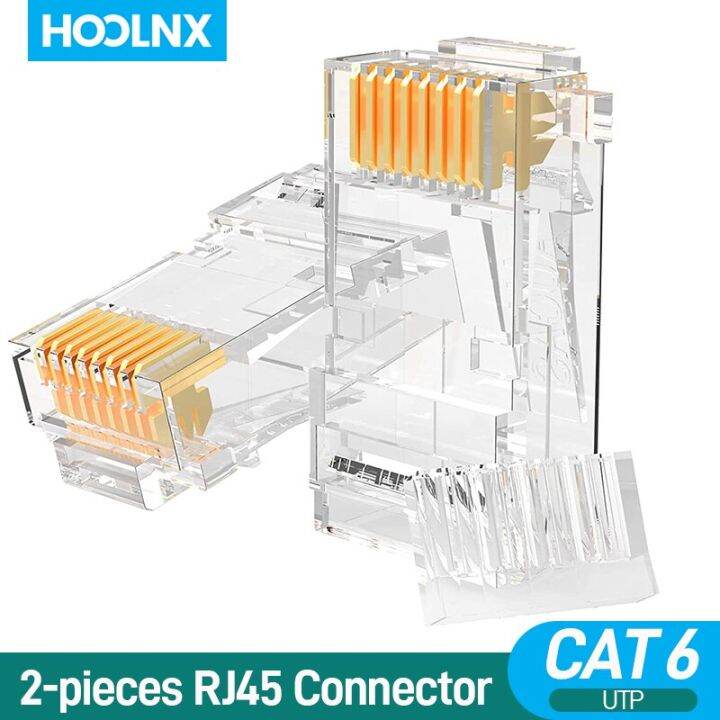 Hoolnx 2 Piece RJ45 Connector CAT6 Modular Plugs UTP STP 50U Ethernet ...