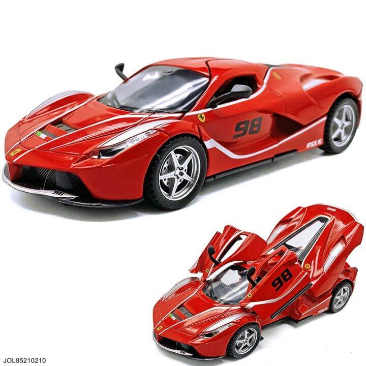 โมเดลรถเหล็ก FERRARI 98 รถเหล็กมีไฟมีเสียง เปิดประตูได้ สเกล1/32 มีลาน ...