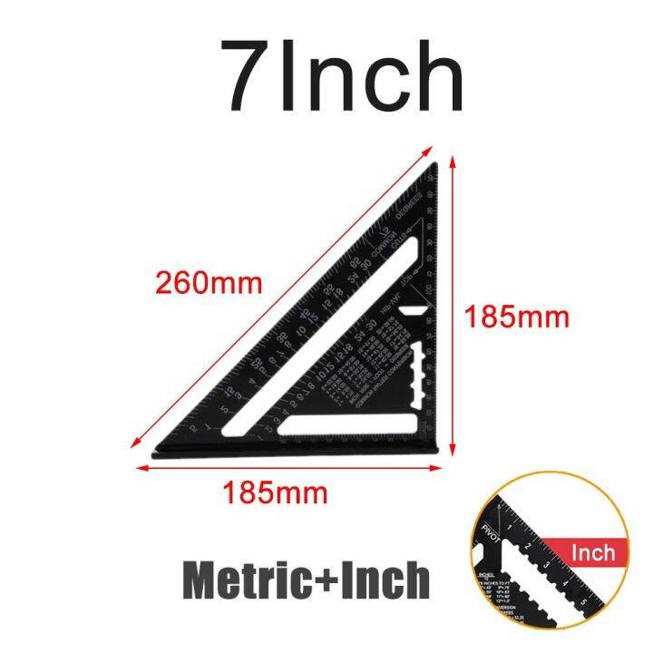 7/12inch Triangular Ruler Square Metric Aluminium Alloy Triangle Angle ...