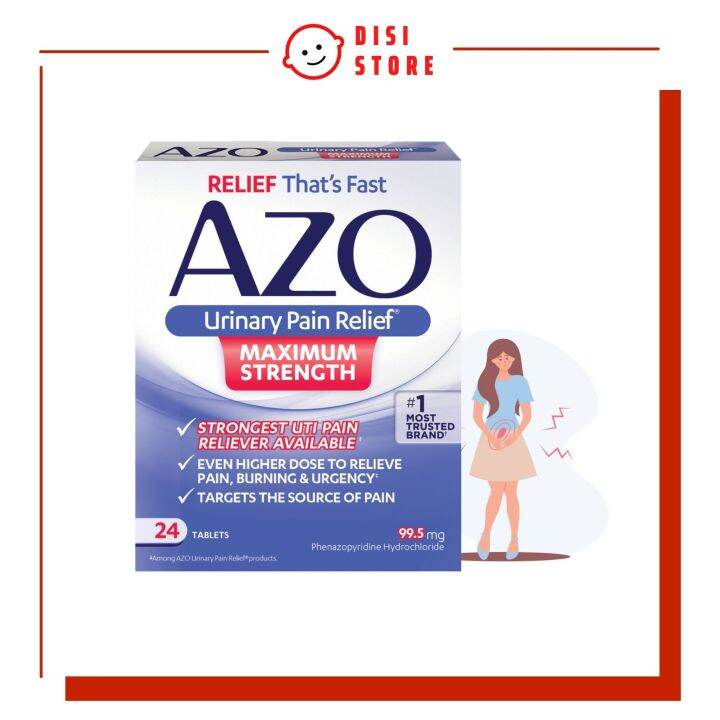 Azo Maximum Strength Hộp Xanh Loại 12/24 Viên Dành Cho UTI / Đau Hông ...