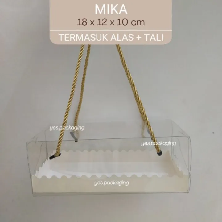 [18x12x10cm] MIKA TALI Box Kotak Mika Handle Tali Clear Transparan Bolu ...